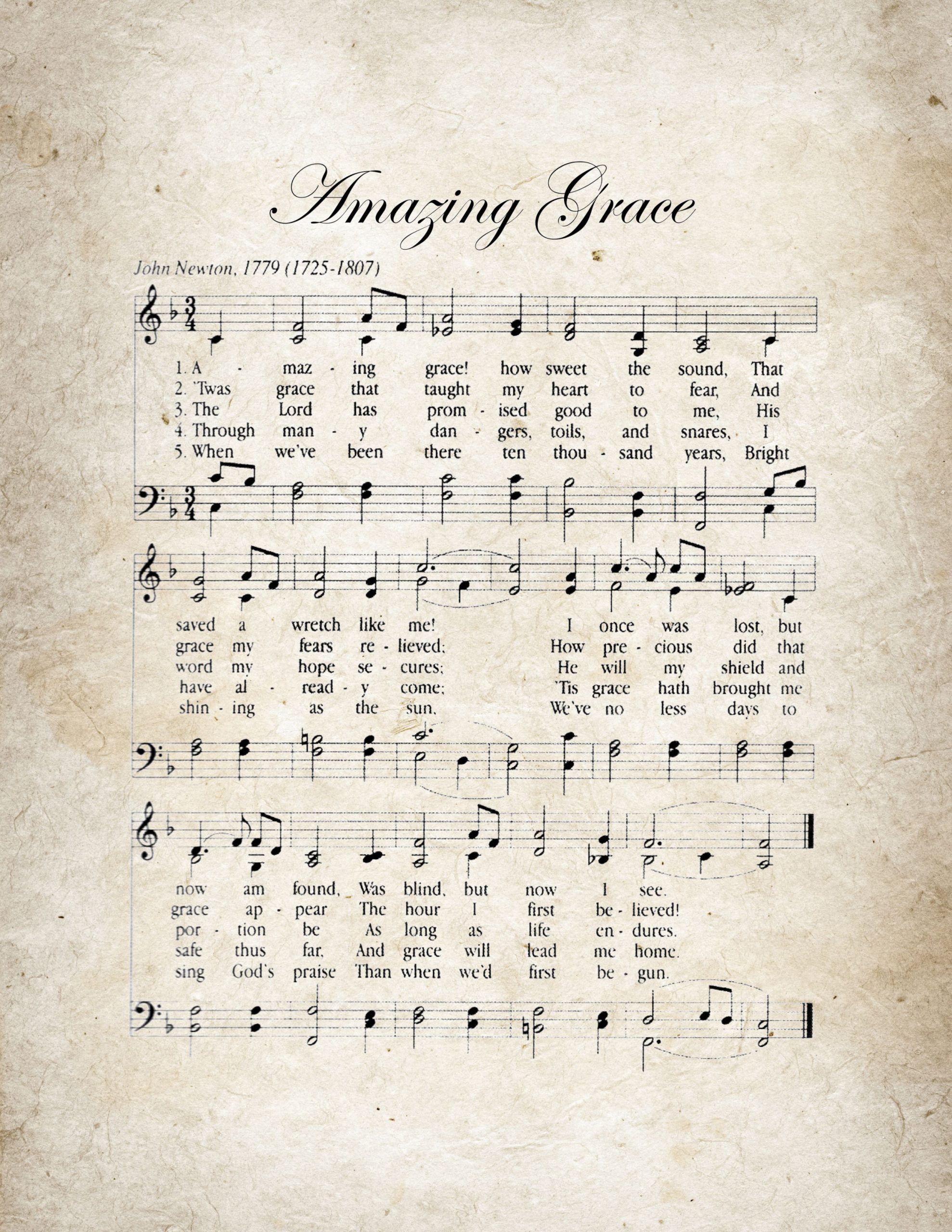 Amazing Grace Grey Parchment Print – The Trinity View